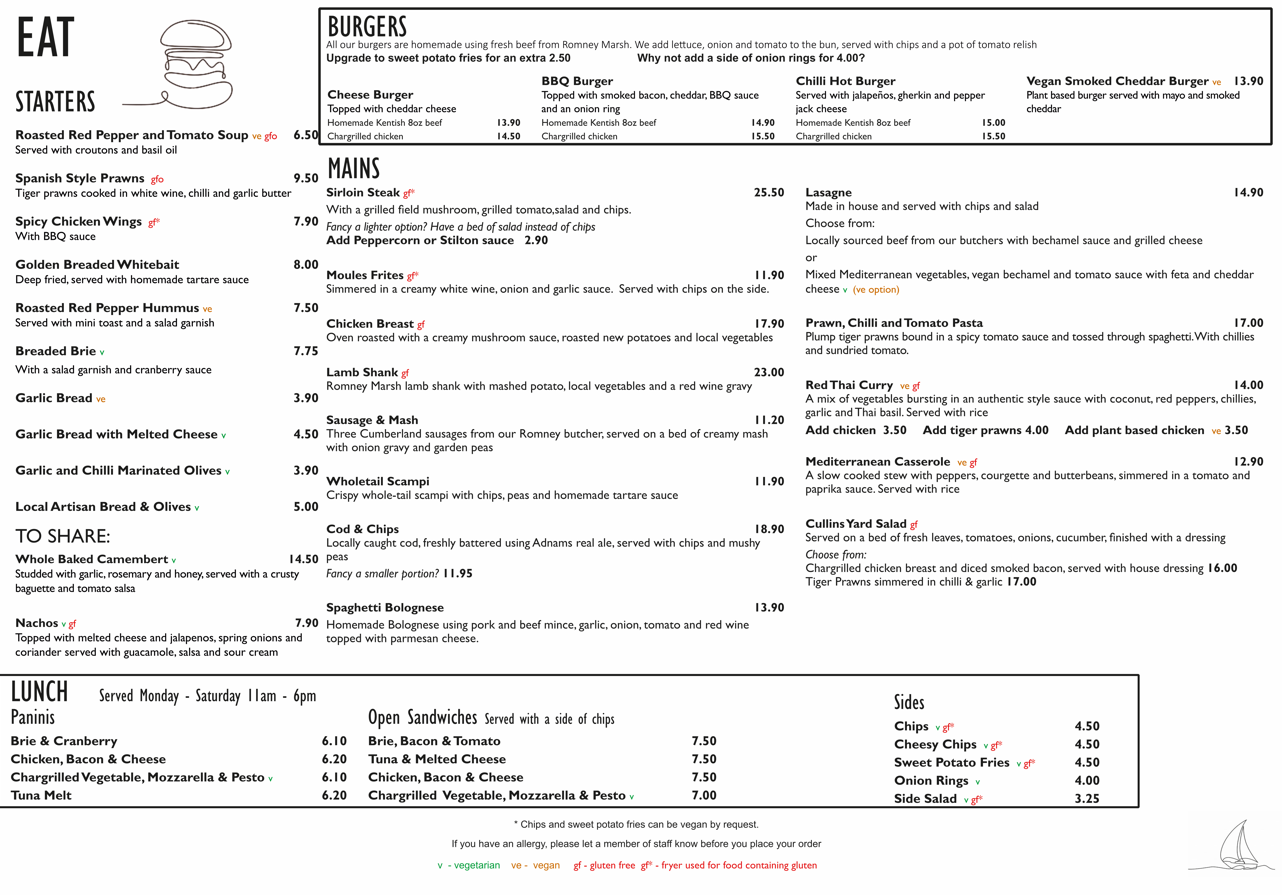 Cullins Yard | Quality Fresh Food Restaurant In Dover